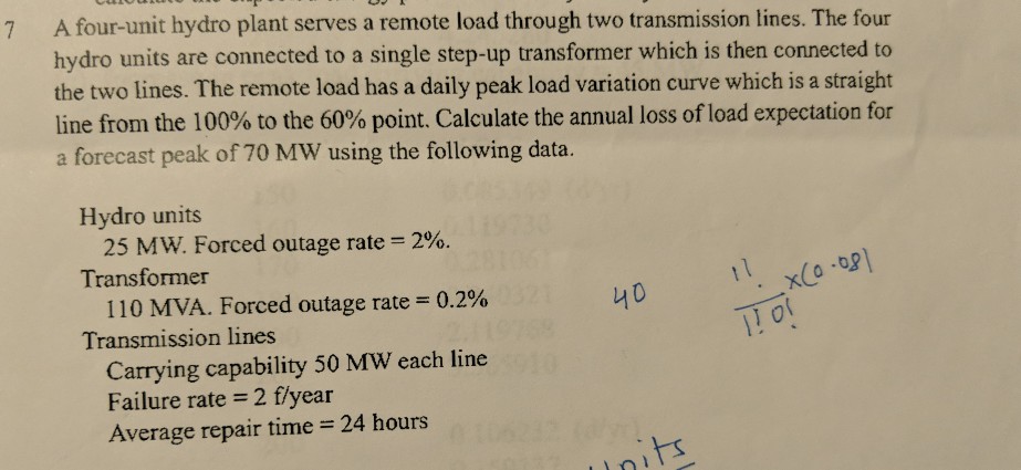 7 A four-unit hydro plant serves a remote load | Chegg.com