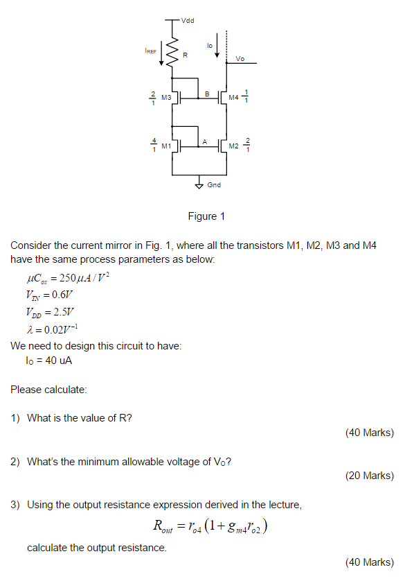 Solved Consider the current mirror in Fig. 1, where all the | Chegg.com