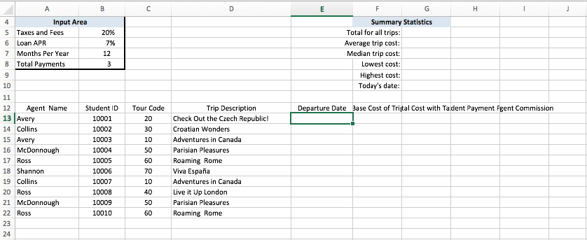 Solved Looking for help on a few functions in Excel. | Chegg.com
