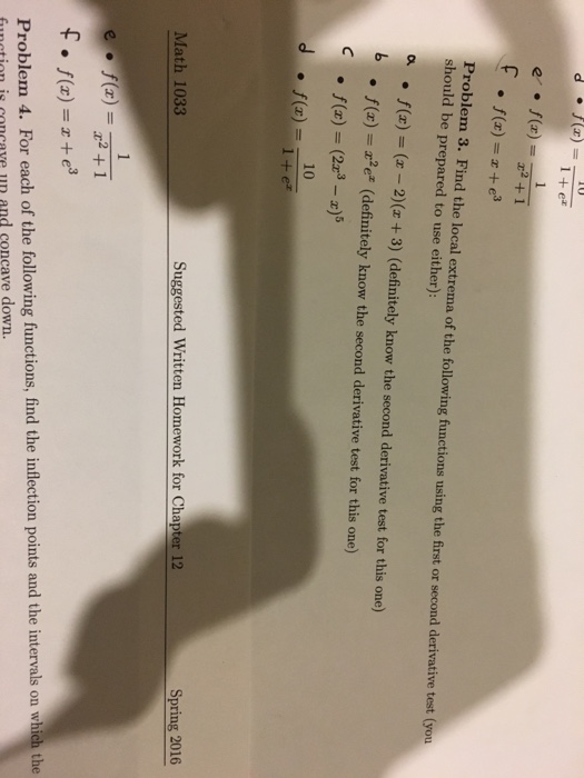 Solved Find The Local Extrema Of The Following Functions