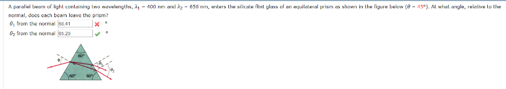 Solved A parallel beam of light containing two wavelengths, | Chegg.com