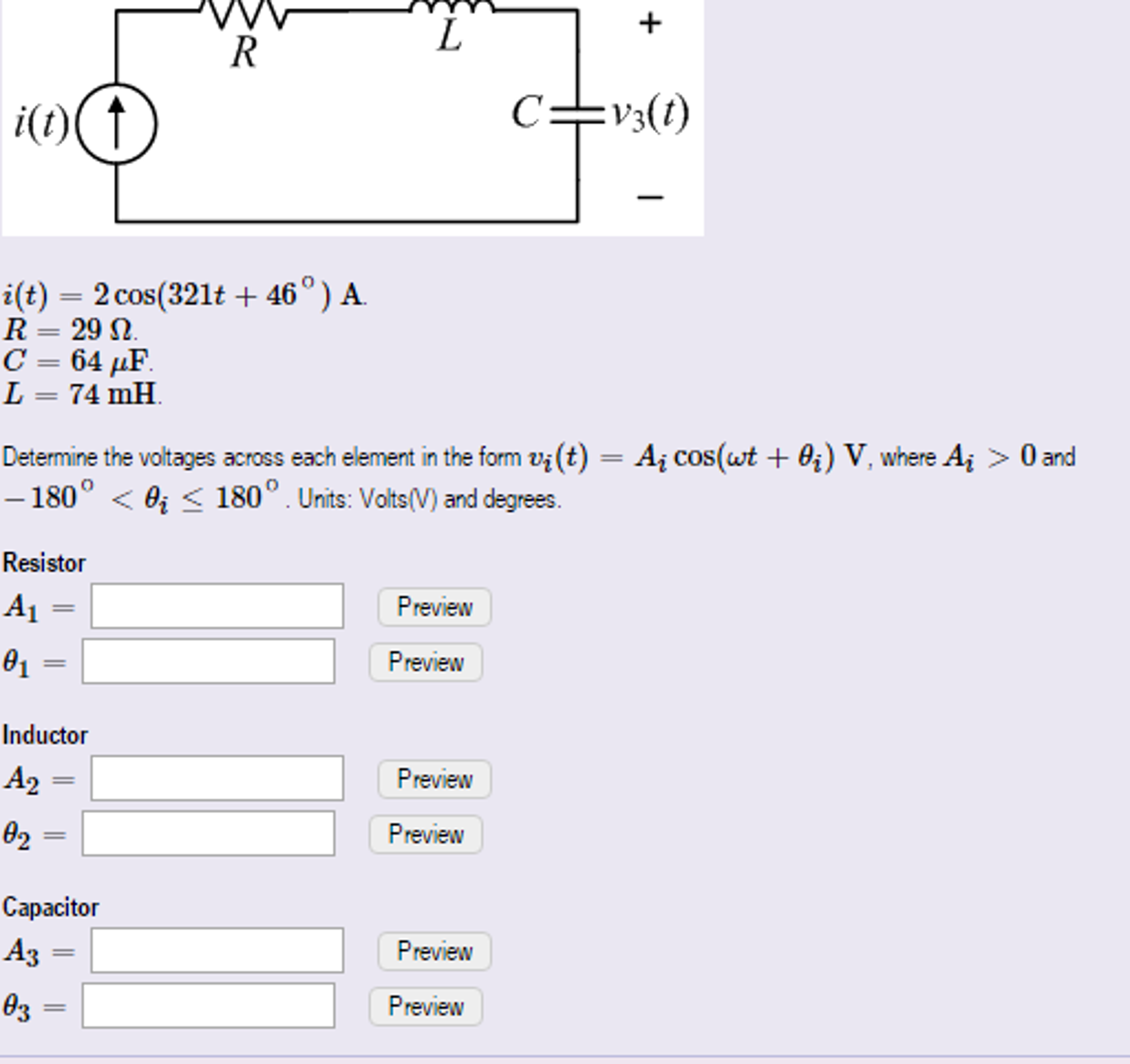 Solved 3cos(at 25 21 n. R 26 91 F. L 75 mH (a) Let z R jX be | Chegg.com