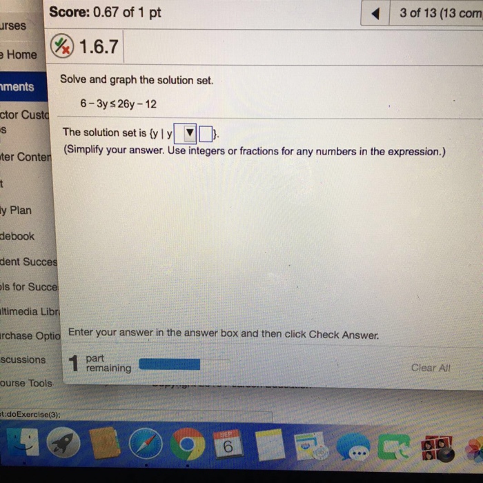Solved Solve and graph the solution set. 6 - 3y | Chegg.com