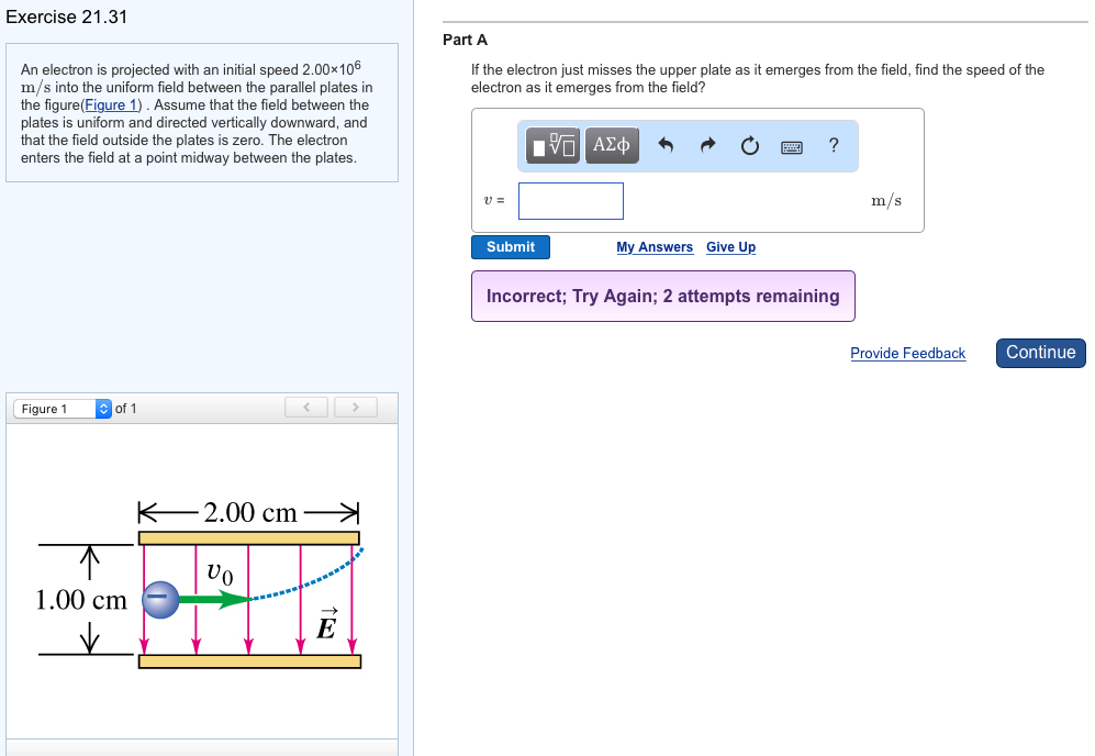 Solved An Electron Is Projected With An Initial Speed