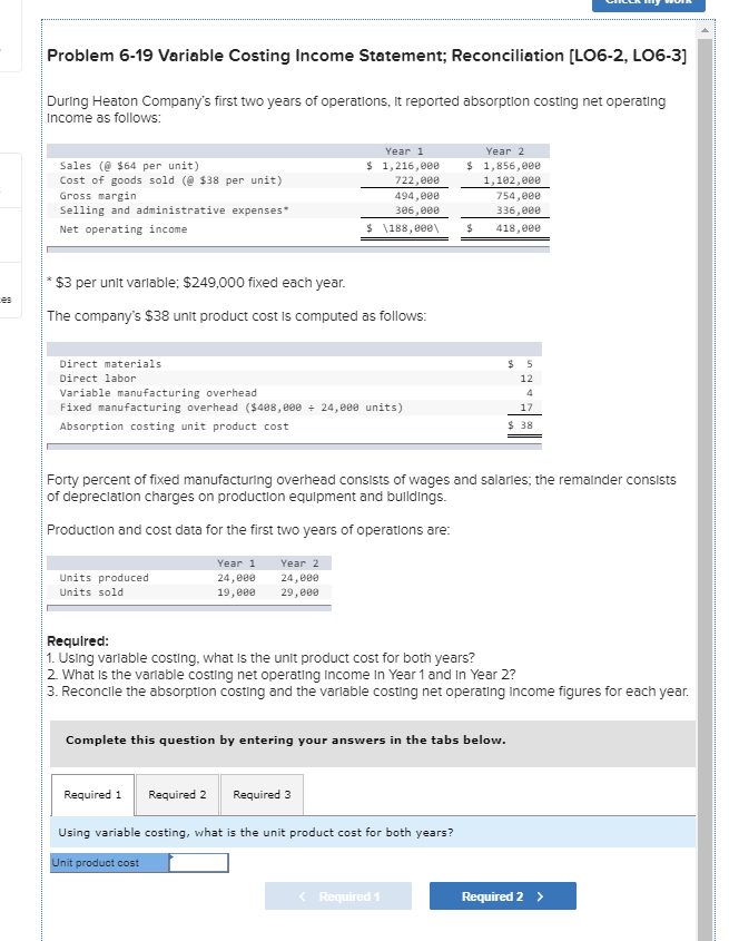 Solved Problem 6-19 Variable Costing Income Statement, | Chegg.com Solved Problem 6-19 Variable Costing Income Statement, | Chegg.com