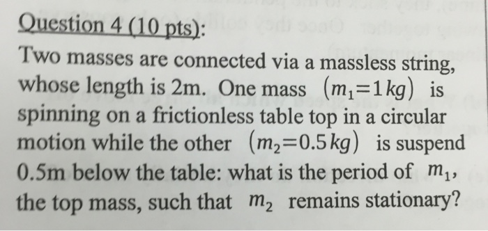 Solved Two masses are connected via a massless string, whose | Chegg.com