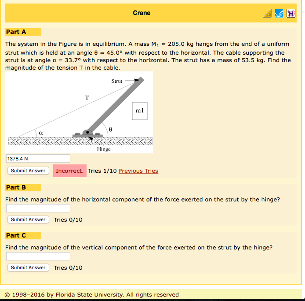 Solved Crane Part A The system in the Figure is in | Chegg.com