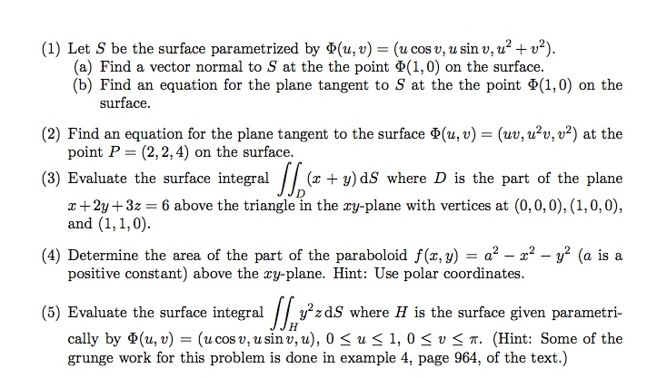 Let S be the surface parametrized by Phi(u, v) = (u | Chegg.com