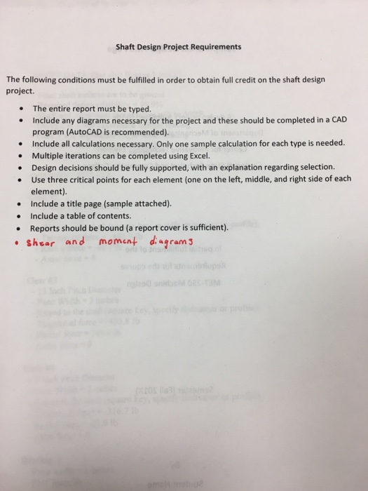 Solved Shaft Design Project Requirements The following | Chegg.com