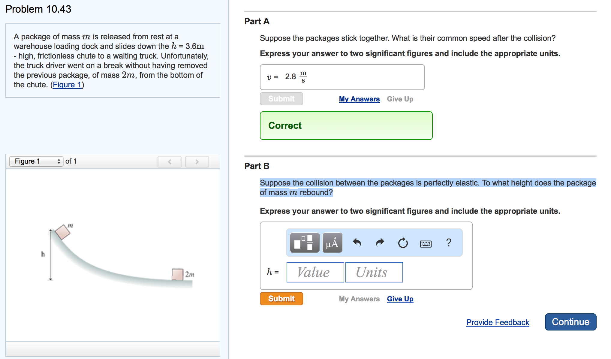 Solved A package of mass m is released from rest at a | Chegg.com