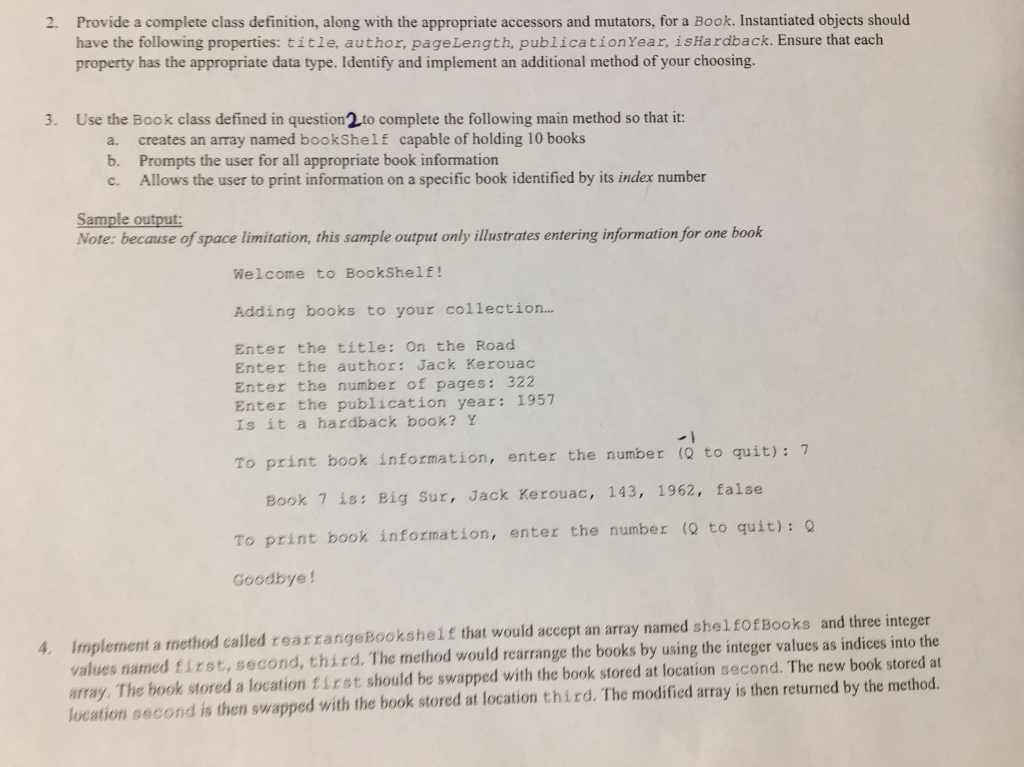 Solved Provide a complete class definition along with the | Chegg.com