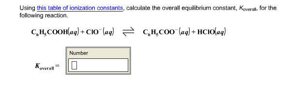 Solved Using this table of ionization constants, calculate | Chegg.com
