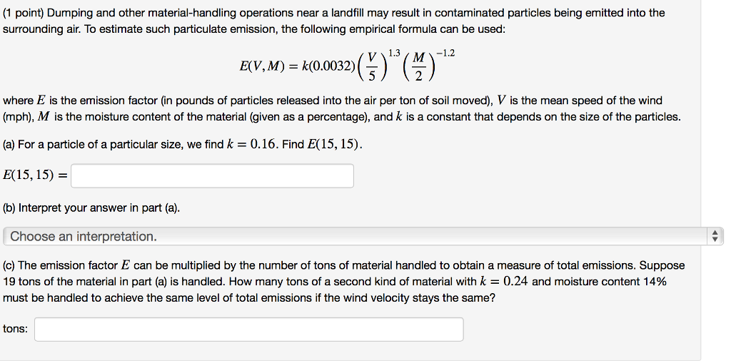 (1 point Dumping and other material-handling | Chegg.com
