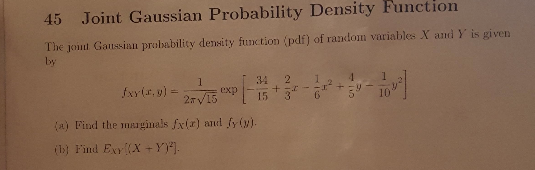 Solved 45 Joint Gaussian Probability Density Function The | Chegg.com