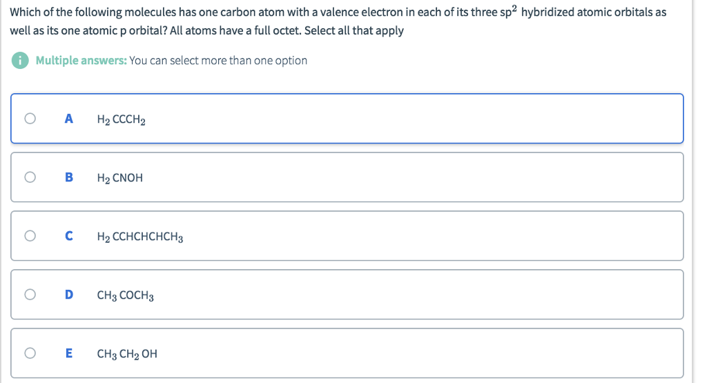 Solved Which of the following molecules has one carbon atom | Chegg.com