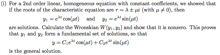 Solved For a 2nd order linear, homogeneous equation with | Chegg.com