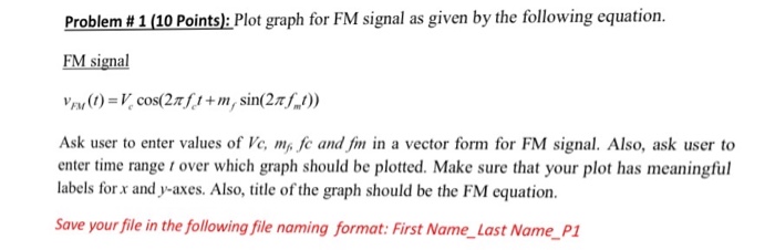 Solved Plot graph for FM signal as given by the following | Chegg.com