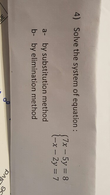 Solved 4) Solve the system of equation: a- by substitution | Chegg.com