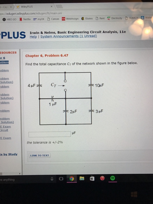 Solved Find the total capacitance C_T of the network shown | Chegg.com