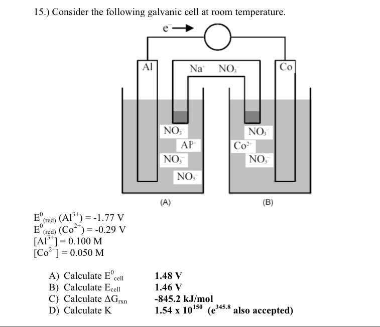 Solved Consider the following galvanic cell at room | Chegg.com