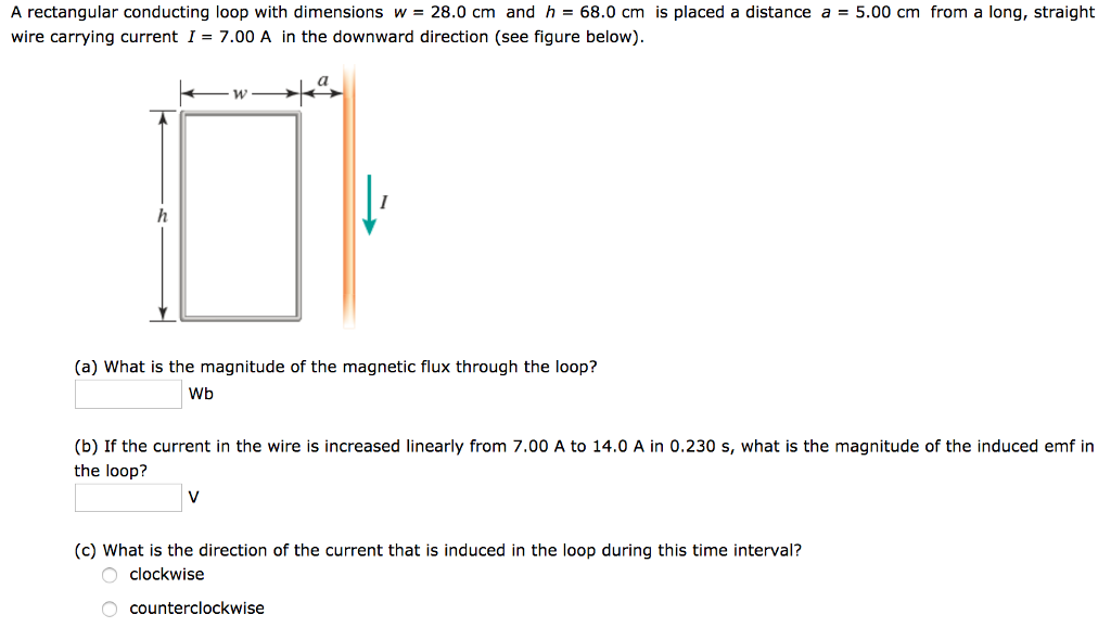 Solved A rectangular conducting loop with dimensions w = | Chegg.com