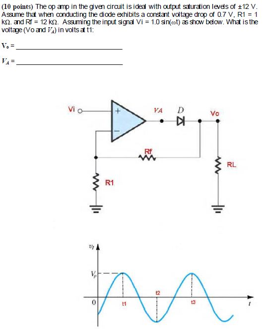 Solved The op amp in the given circuit is ideal with output | Chegg.com