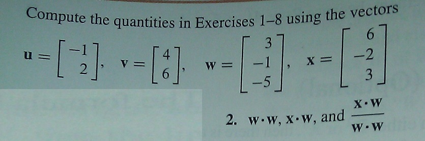 Solved Compute the quantities in Exercises 1-8 using the | Chegg.com