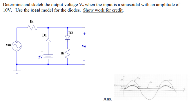 Solved Determine and sketch the output voltage Vo when the | Chegg.com