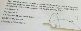 Solved Two identical model rockets are fired simultaneously | Chegg.com