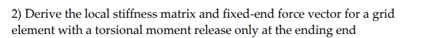 Solved 2) Derive the local stiffness matrix and fixed-end | Chegg.com