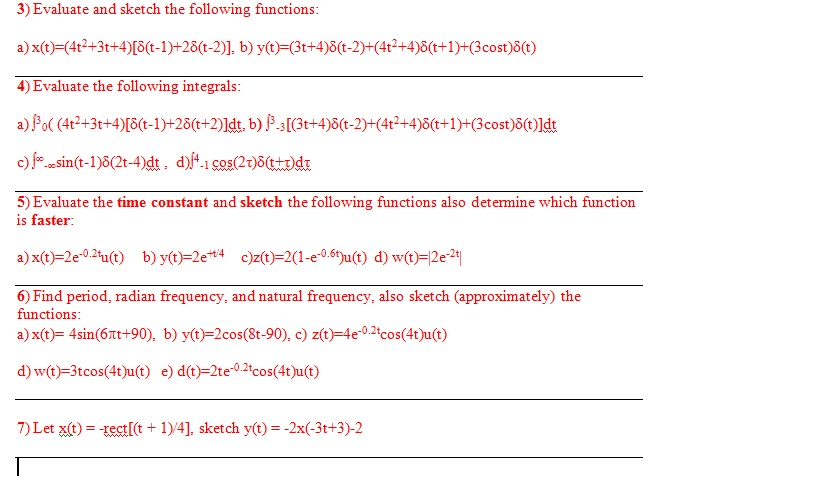 Solved Evaluate and sketch the following functions: a) | Chegg.com