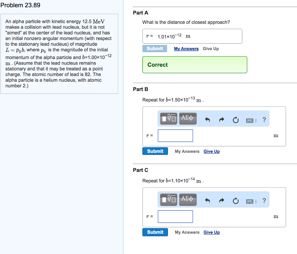 Solved An alpha particle with kinetic energy 12.5 MeV makes | Chegg.com