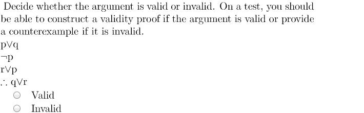 Solved Decide whether the argument is valid or invalid. On a | Chegg.com