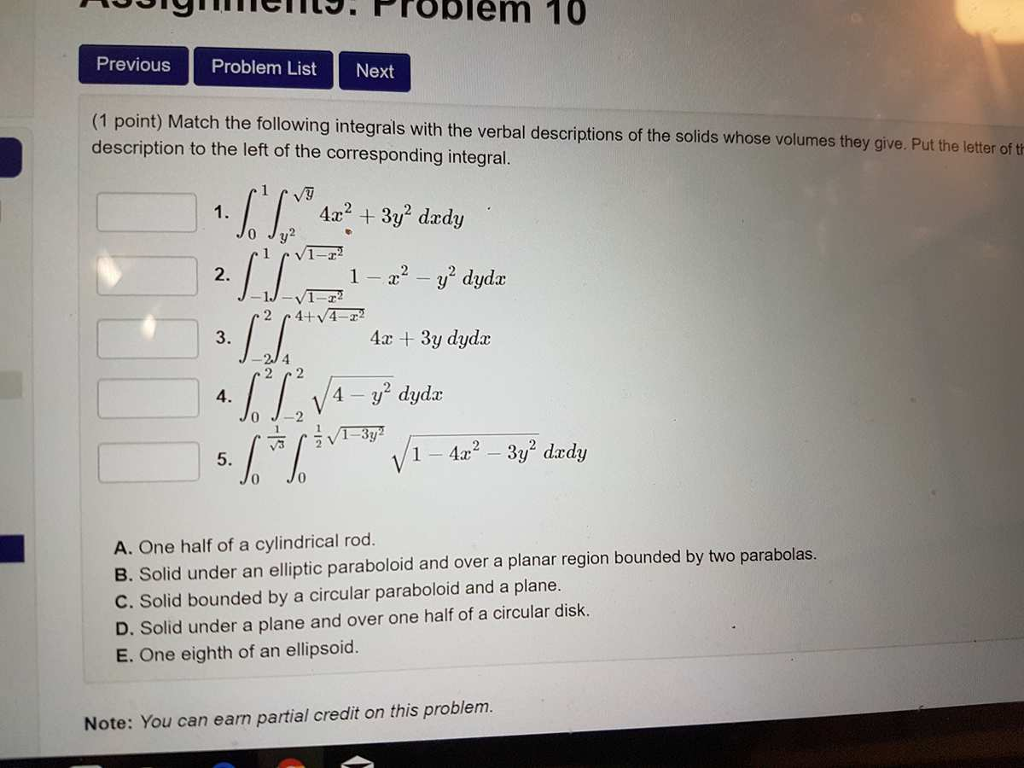Solved Previous Problem ListNext (1 point) Match the | Chegg.com