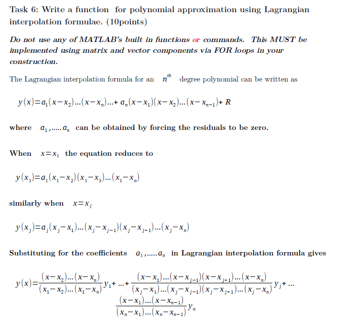 Solved Task 6: Write a function for polynomial approximation | Chegg.com