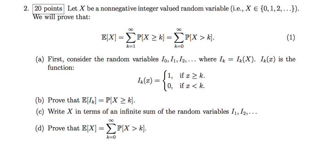 Solved Let X Be A Nonnegative Integer Valued Random Variable