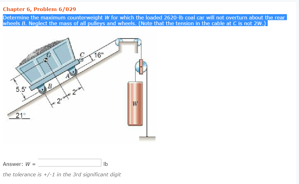 Solved Determine the maximum counterweight W for which the | Chegg.com