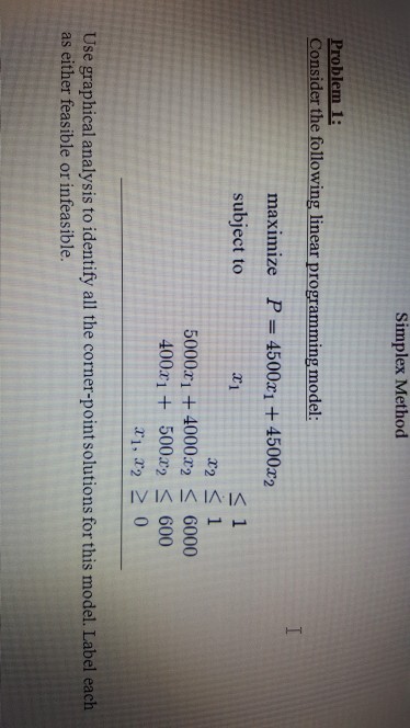 Solved Simplex Method Problem 1 Consider The Following