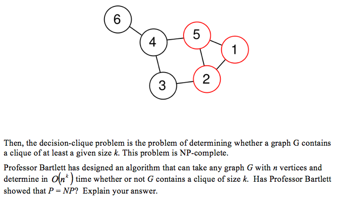 Then, the decision-clique problem is the problem of | Chegg.com