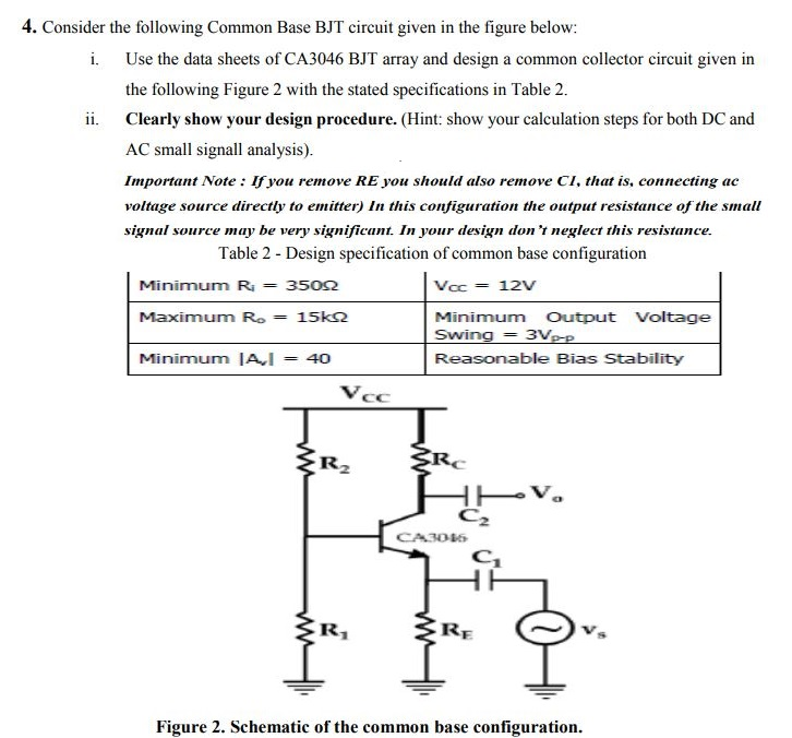 4. Consider the following Common Base BJT circuit | Chegg.com