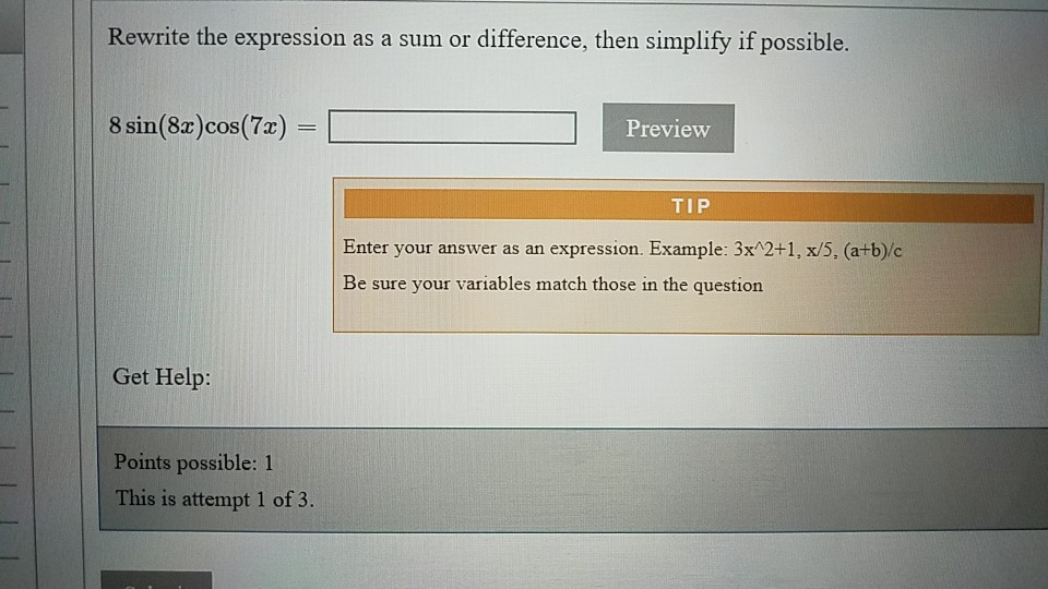 Solved Rewrite the expression as a sum or difference, then | Chegg.com