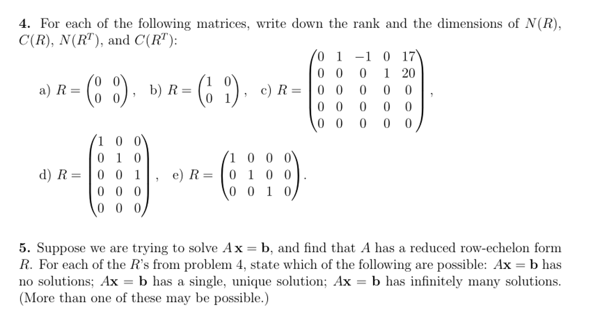 Solved [ Linear Algebra ] Do problem #5 only. Please explain | Chegg.com