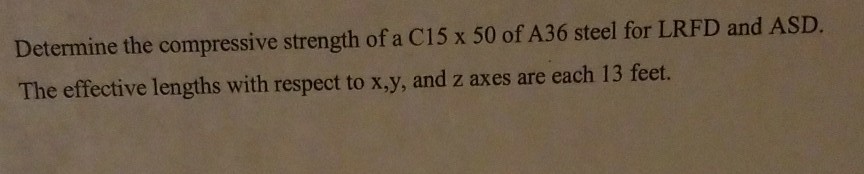 Solved Determine the compressive strength of a C15 x 50 of | Chegg.com