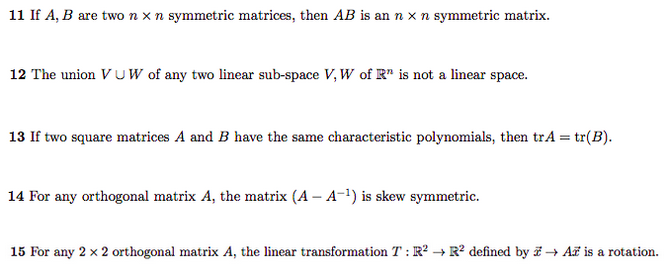 Solved 11 1f A, B are two n x n symmetric matrices, then AB | Chegg.com