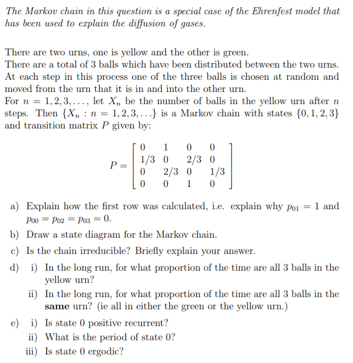 Solved The Markov chain in this question is a special case | Chegg.com