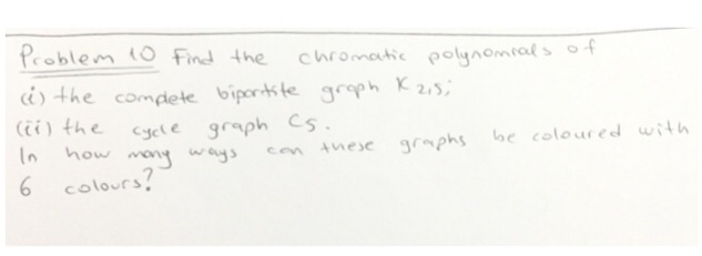 Solved Find the chromatic of (i) the complete bi tite graph | Chegg.com