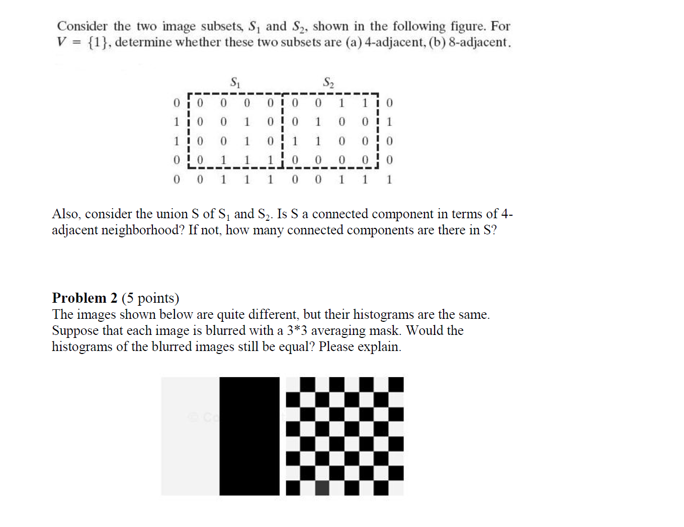Consider the two image subsets, S1 and S2, shown in | Chegg.com