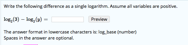 Solved Write the following difference as a single logarithm. | Chegg.com