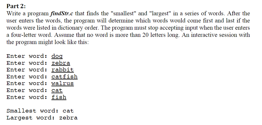 Solved Part 2: Write a program findStr.c that finds the | Chegg.com