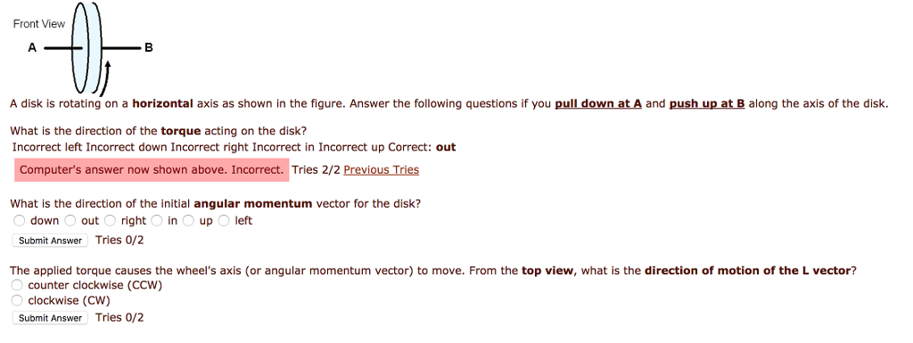 Solved 1 Front View A disk is rotating on a horizontal axis | Chegg.com